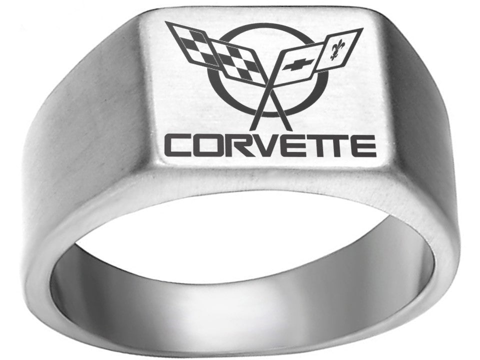 C5 Corvette Ring - Premium Titanium Silver Finish | Sizes 8-12 ...
