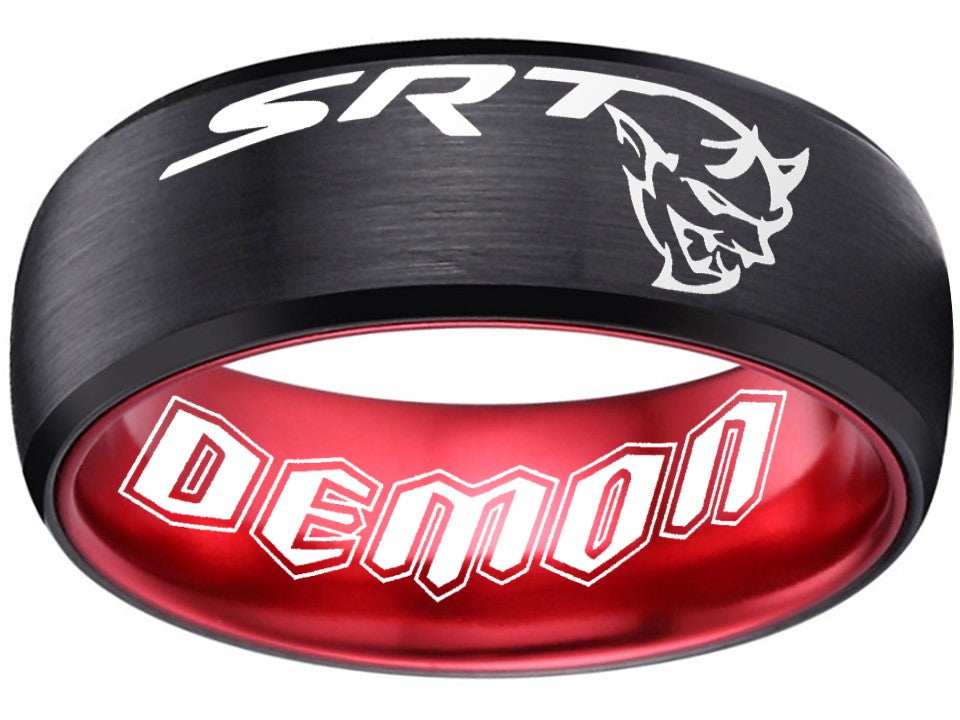 Dodge Demon SRT Ring, Challenger Wedding Band 8mm Black and Red Sizes 6 ...
