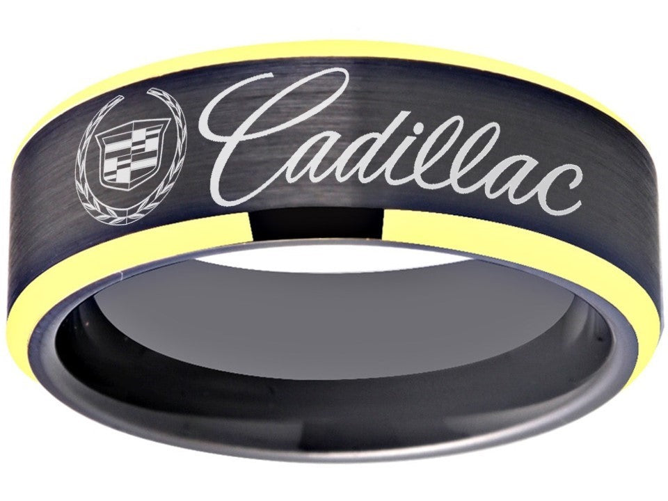Cadillac Ring Cadillac Logo Ring Black & Gold Wedding Band sizes 6-13 ...