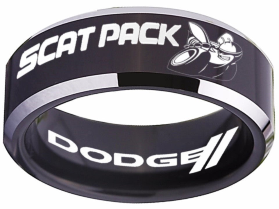 Dodge Scat Pack Ring Dodge Challenger R/T Ring Black 8mm Tungsten Ring ...