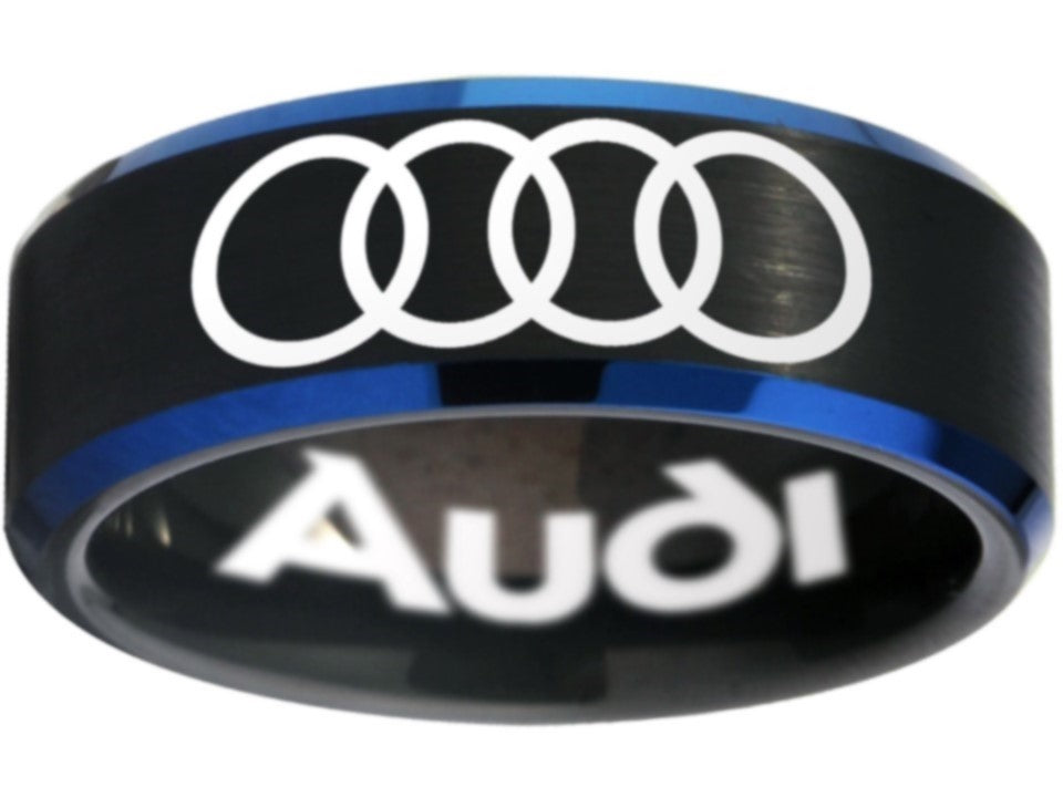 Audi Ring Audi Wedding Band Black and Blue Logo Ring Sizes 6 - 13 #aud ...