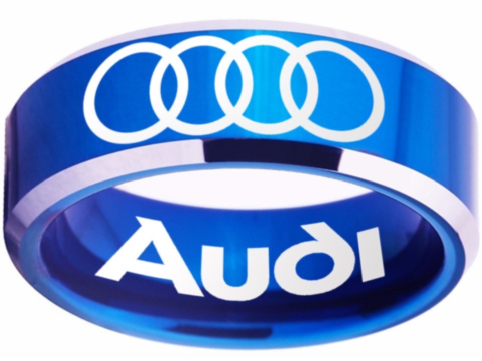 Audi Ring Audi Wedding Band Blue and Silver Logo Ring Sizes 4 - 17 #au ...