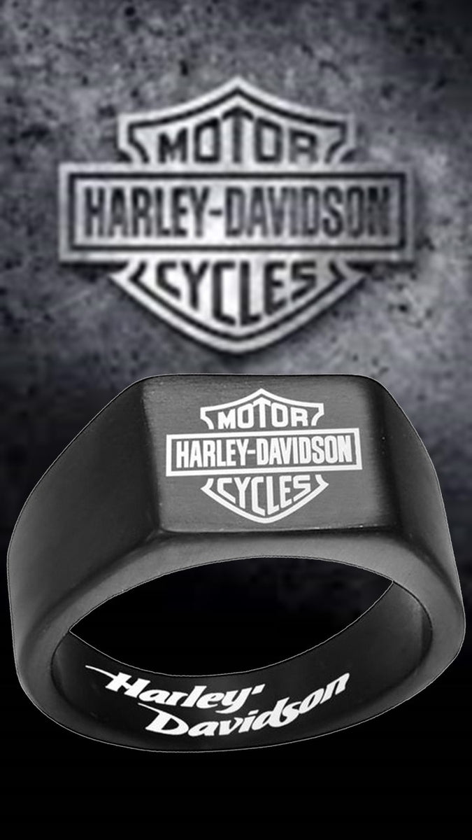 Harley Davidson Ring Black HD Titanium Ring | Available sizes 8-12 ...