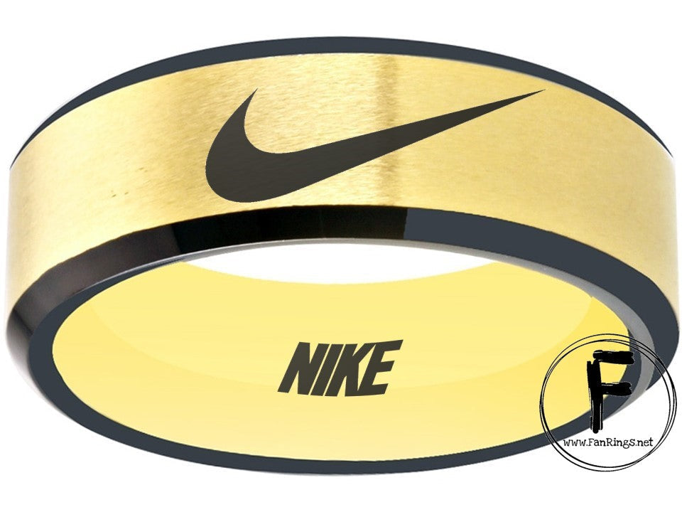 Nike Ring matte Blue & Gold Band Wedding Band #nike #nikeair #justdoit ...