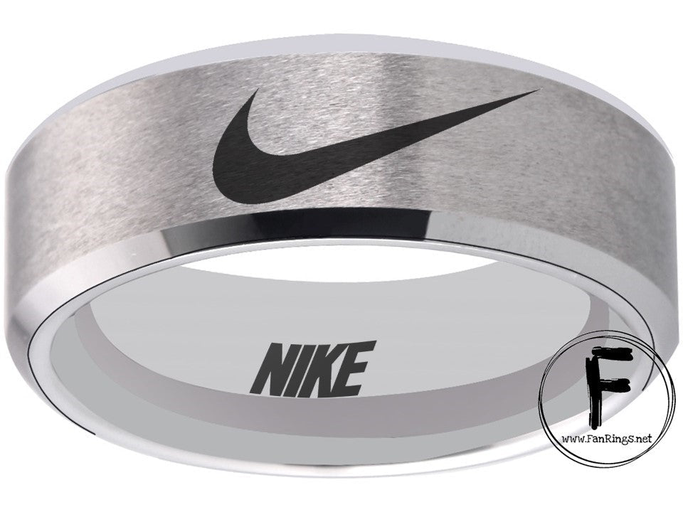Nike Ring Matte Silver and Blue Band Nike Wedding Ring #nike #nikeair ...