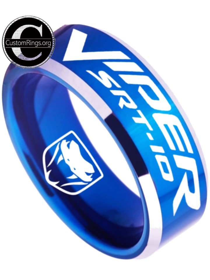Dodge Viper SRT10 Ring Viper Logo Ring Blue Silver Tungsten Ring #vipe ...