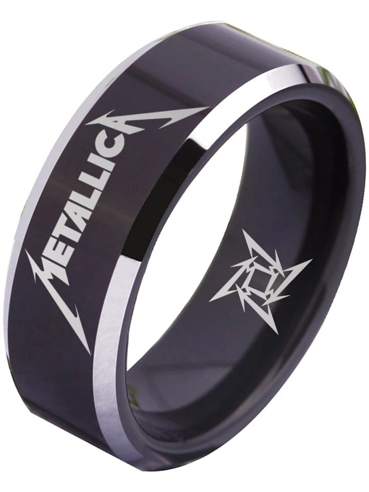 Metallica Ring Black Ring Tungsten Ring Hard Metal #metallica – Custom ...