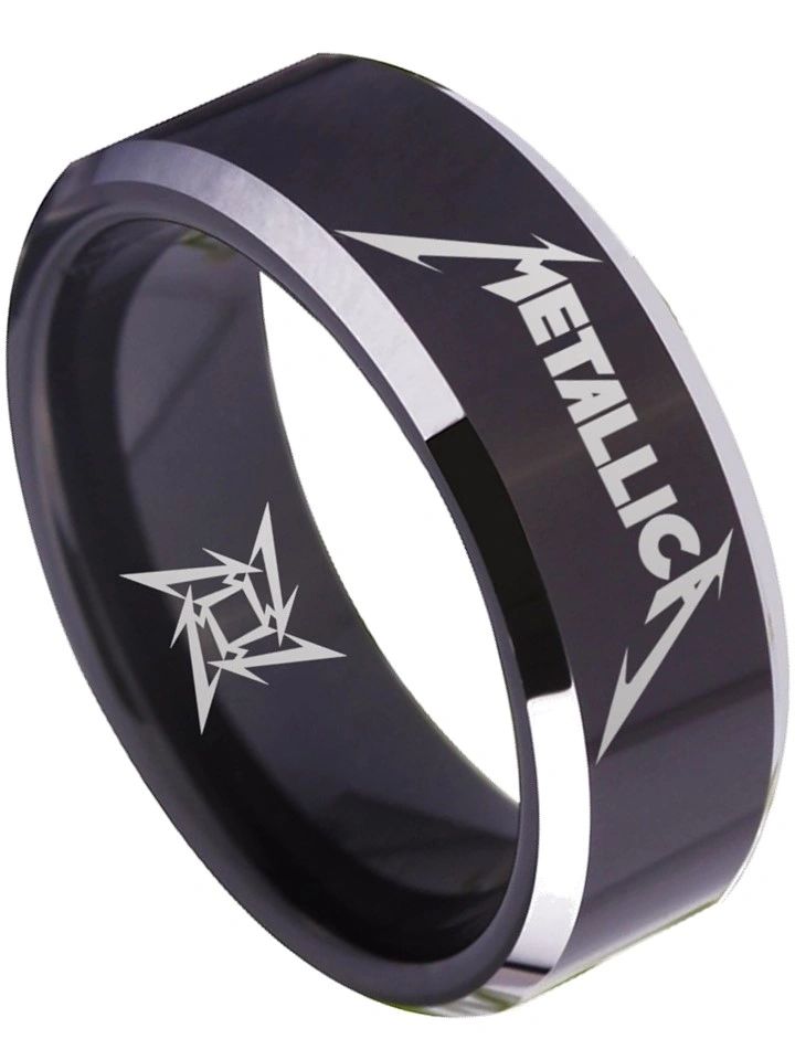 Metallica Ring Black Ring Tungsten Ring Hard Metal #metallica – Custom ...