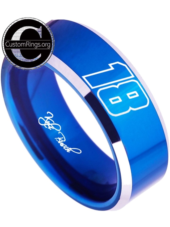 Kyle Busch Ring #18 NASCAR Blue & Silver Autograph Ring #kylebusch #18 ...