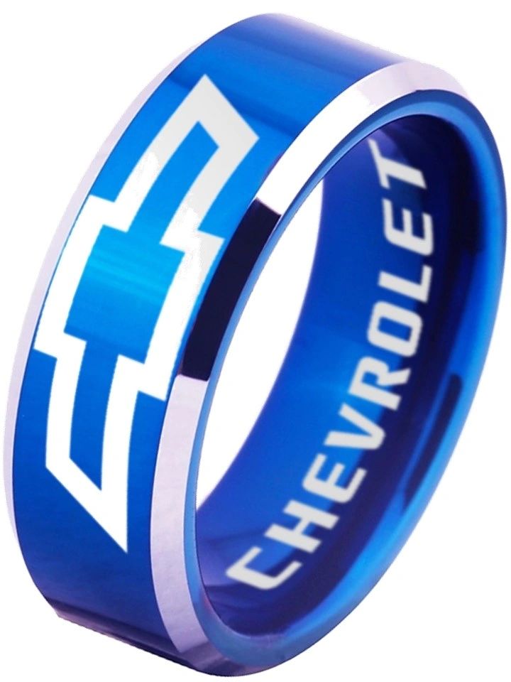 Chevrolet Ring Chevy Blue & Silver Wedding Band Sizes 4-17 #chevy #che ...