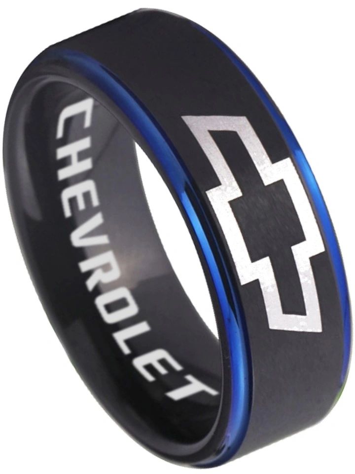 Chevrolet Ring Chevy Black & Blue Wedding Band Sizes 5-16 #chevy #chev ...