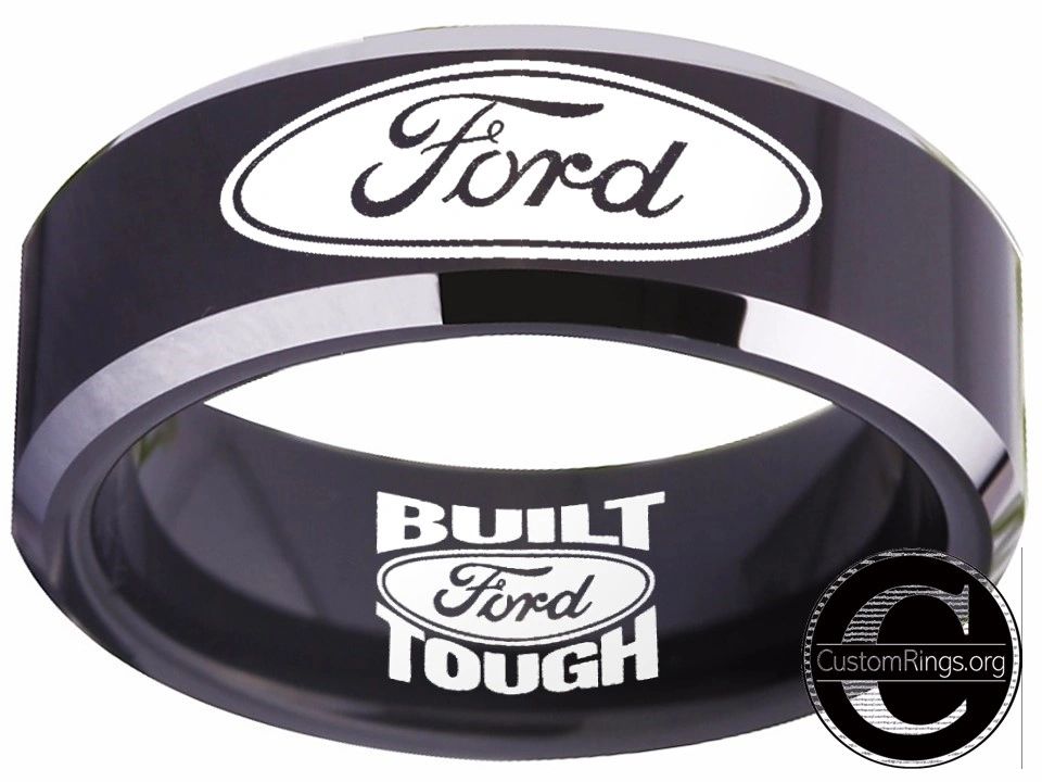 Ford Ring Ford Wedding Band 8mm Tungsten Black and Silver Ring Sizes 4 ...