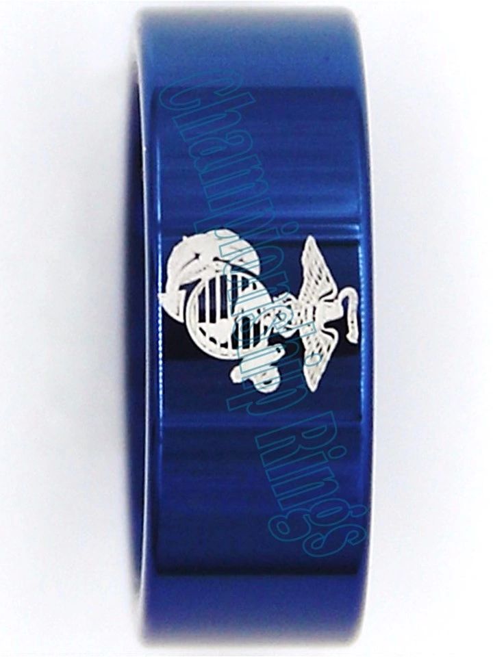 USMC US Marines Ring Semper Fidelis Military Tungsten 8mm BLUE Ring We ...