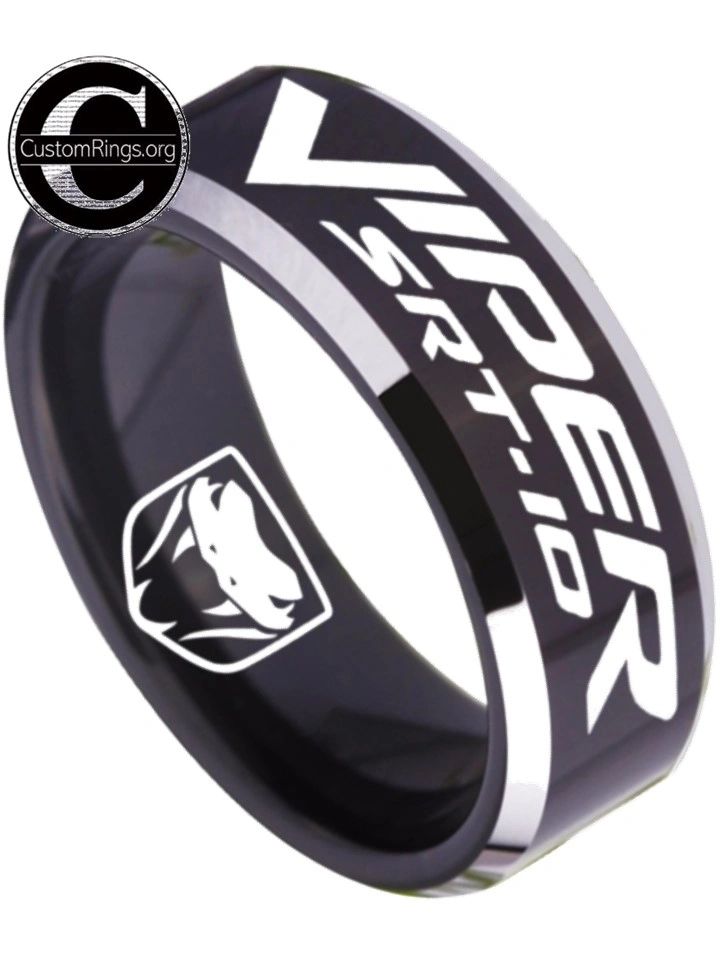 Dodge Viper SRT10 Ring Viper Logo Ring Black 8mm Tungsten Ring #viper ...