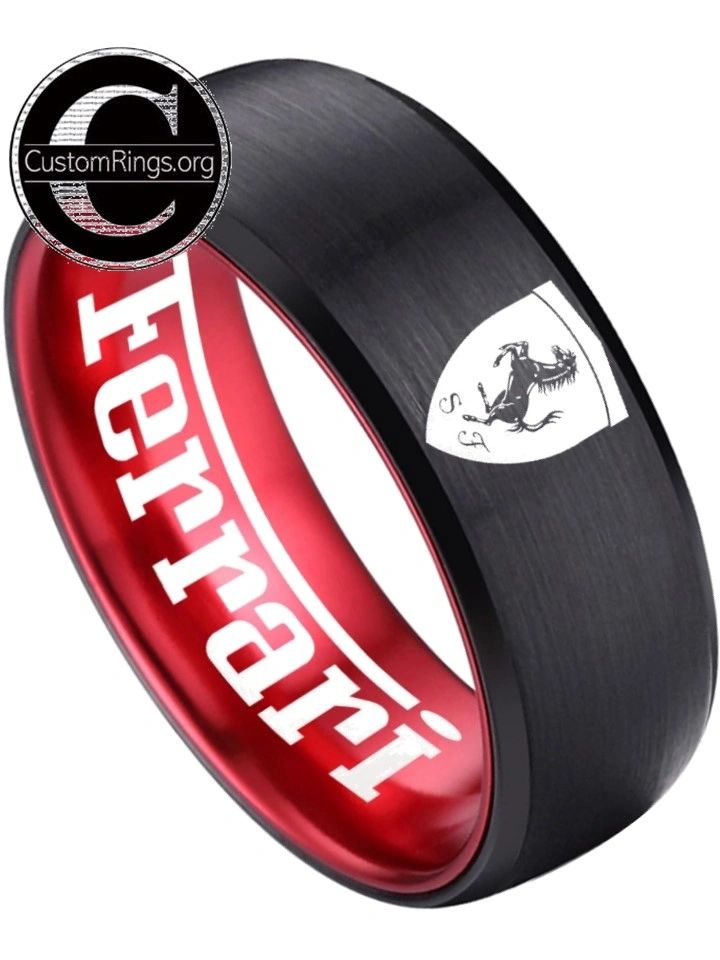 Ferrari Ring Ferrari Logo Ring Black and Red Wedding Band #ferrari #sp ...