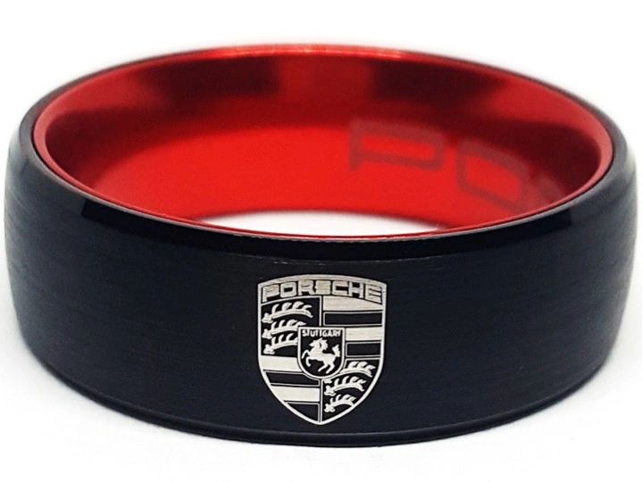 Porsche Ring Porsche 911 Ring 8mm Tungsten Black and Red Wedding Ring ...