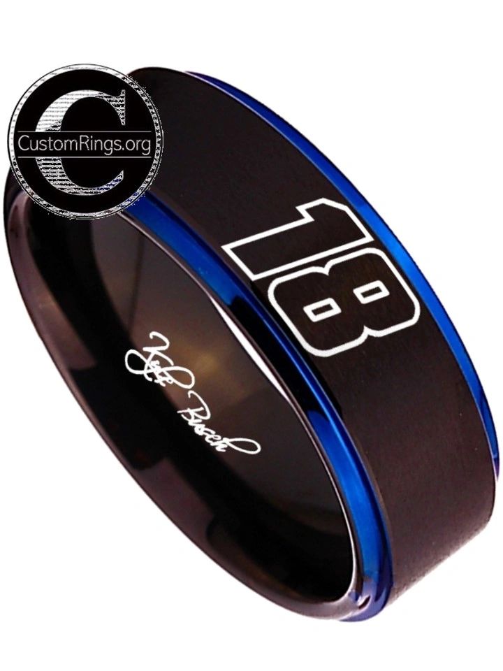 Kyle Busch Ring #18 NASCAR Black Blue Autograph Ring #kylebusch #18 ...