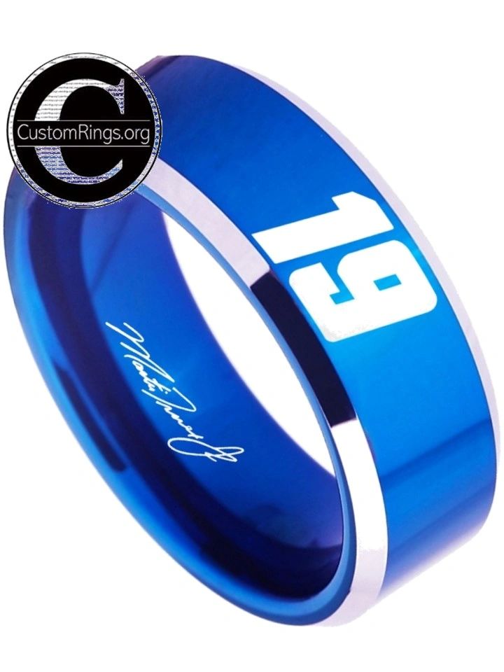 Martin Truex Jr. Ring #19 NASCAR Blue & Silver Autograph Ring #truexjr ...